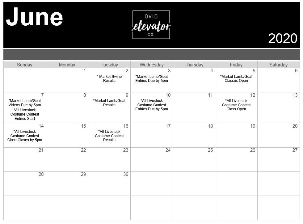 Virtual Show Calendar – Ovid Elevator Co.